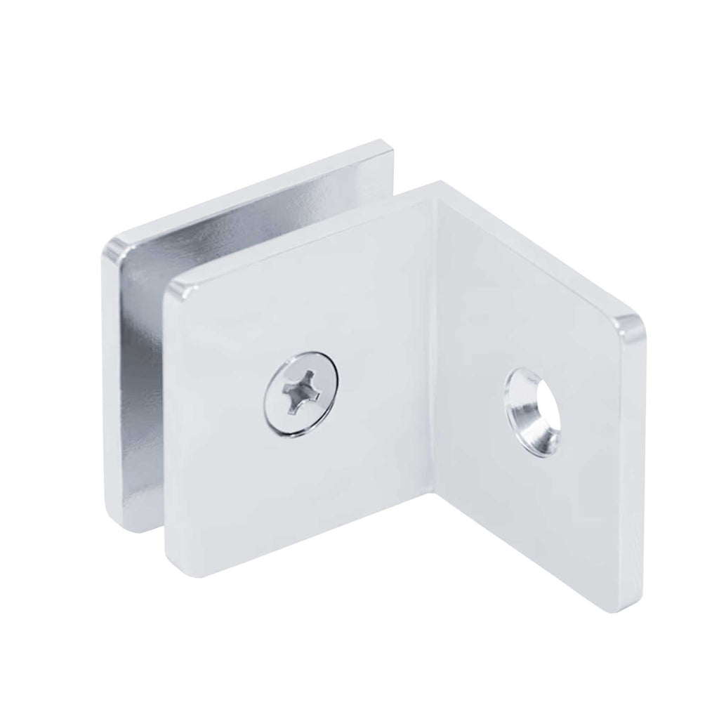 1-3/4" x 1-3/4" Wall Mount Radius Corner Glass Clamp W/Leg – Glaze Hardware