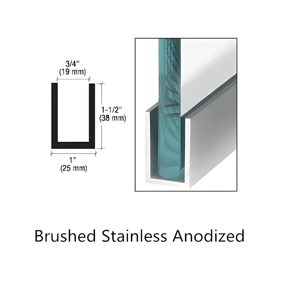 Commercial U-Channels 1" x 1.5" - 144" Long – Glaze Hardware