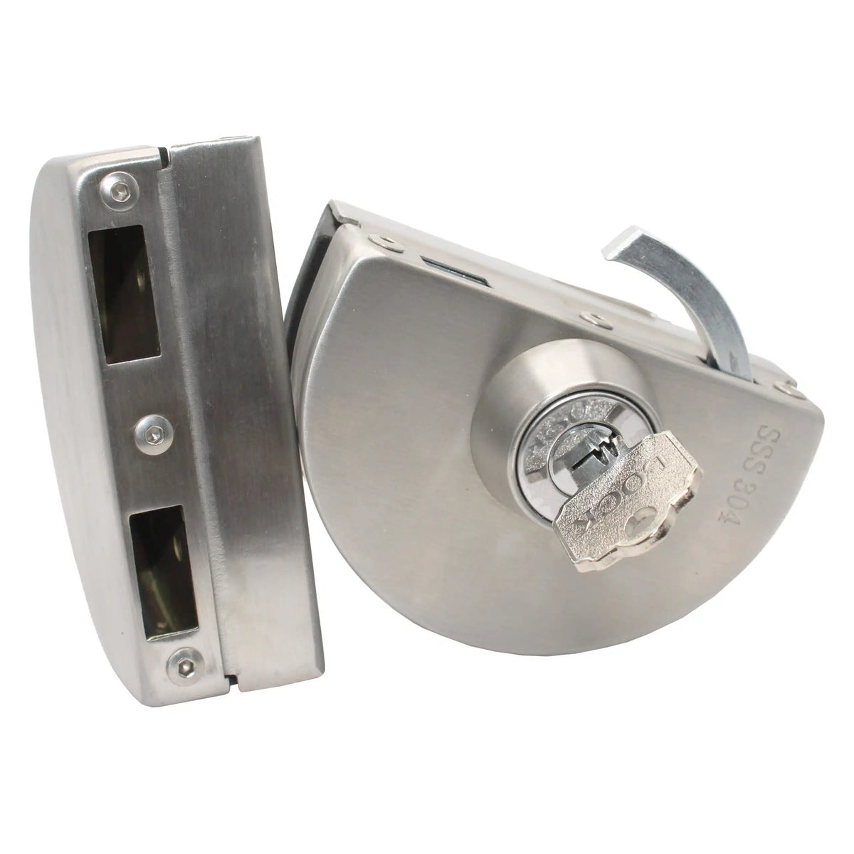 Slip-On Half Moon Lock for Glass to Glass – Glaze Hardware