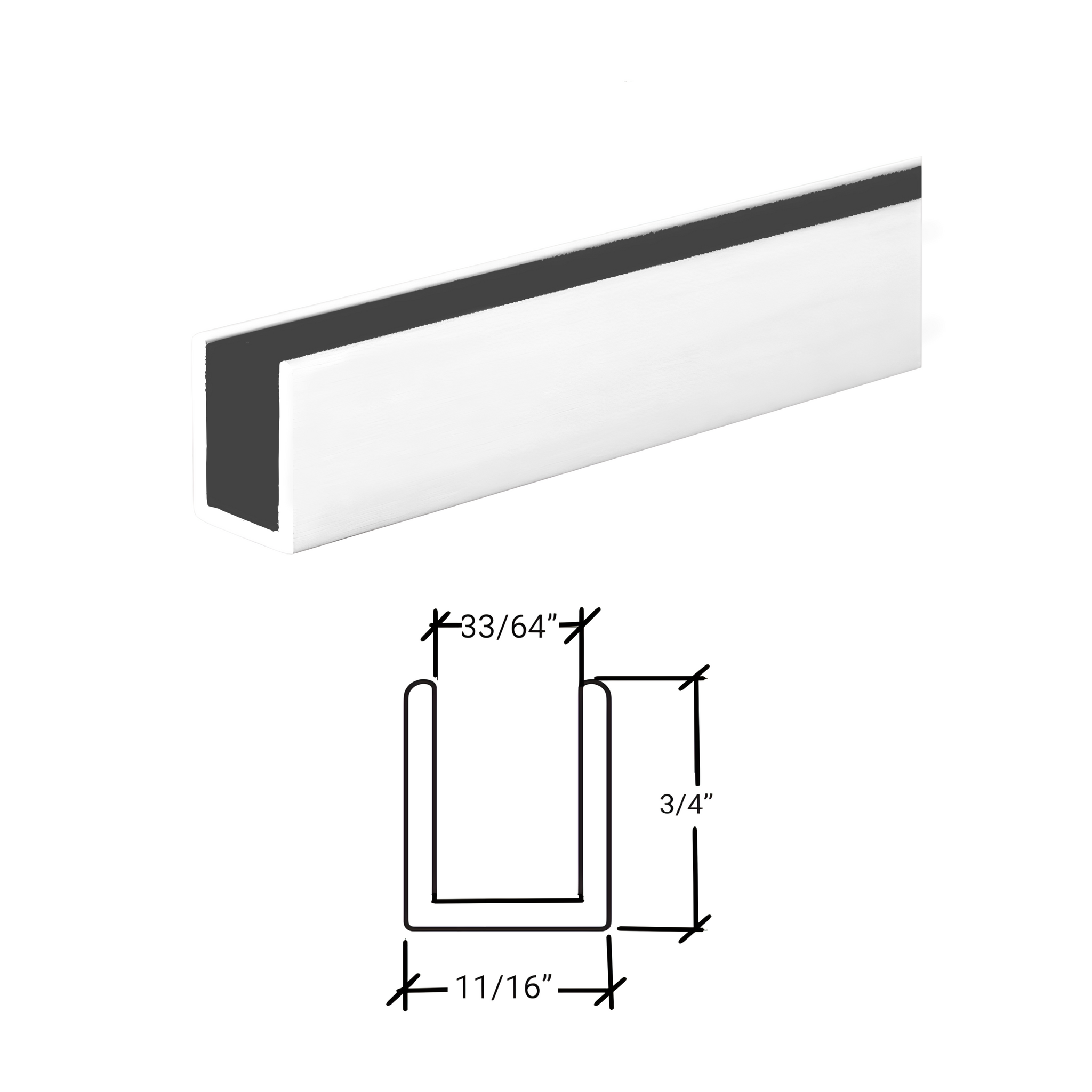 Shower U-Channels for 1/2" Glass 95" – Glaze Hardware
