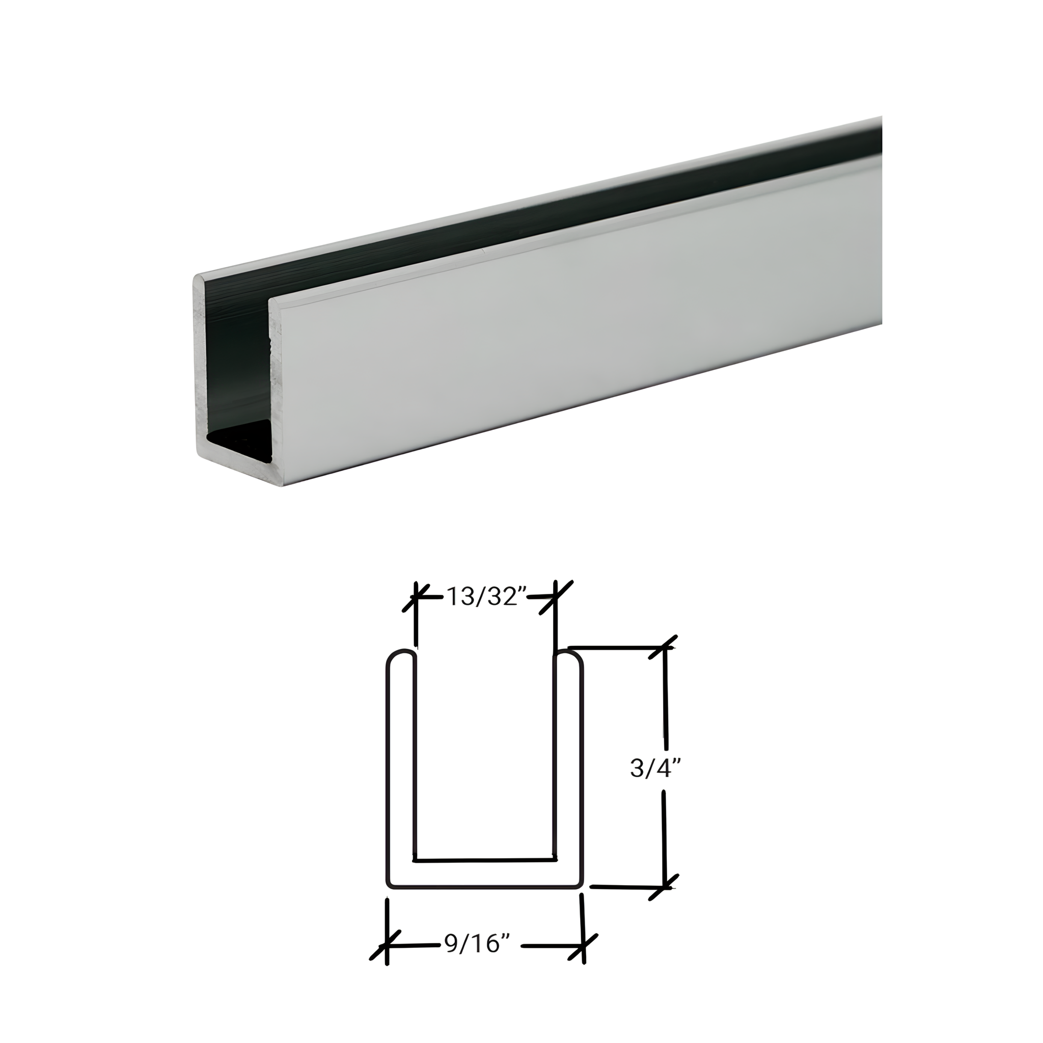 Shower U-Channels for 3/8" Glass 95" – Glaze Hardware